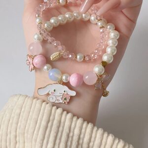 ANZWTLOYY Y2k Kawaii Friendship Bracelets Set Cute BFF Beaded Relationship Elastic Bracelets for Women 6PC