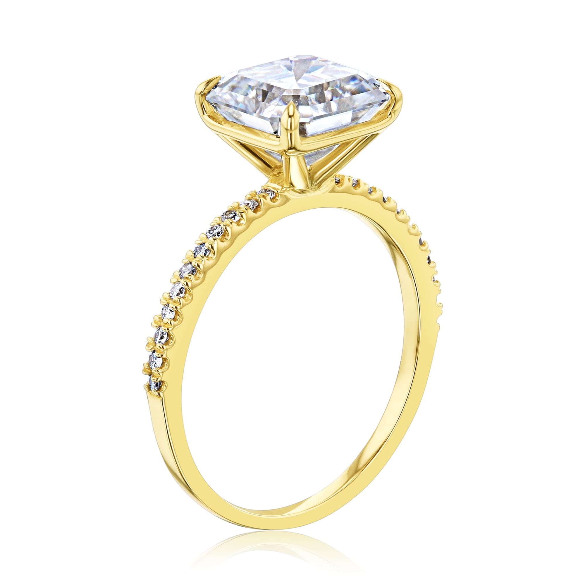 Kobelli 2.30ct Moissanite Asscher Petite Shank Engagement Ring 14K Gold - white-gold / 6.5 G-H