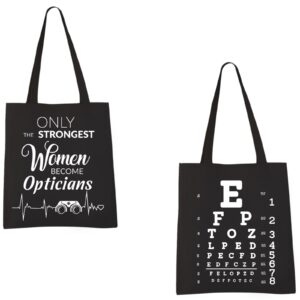 vamsii optician gifts for women eye chart gifts tote bag funny optometrist gifts shoulder bag optometry gifts shopping bag(blk-women opticians tote)