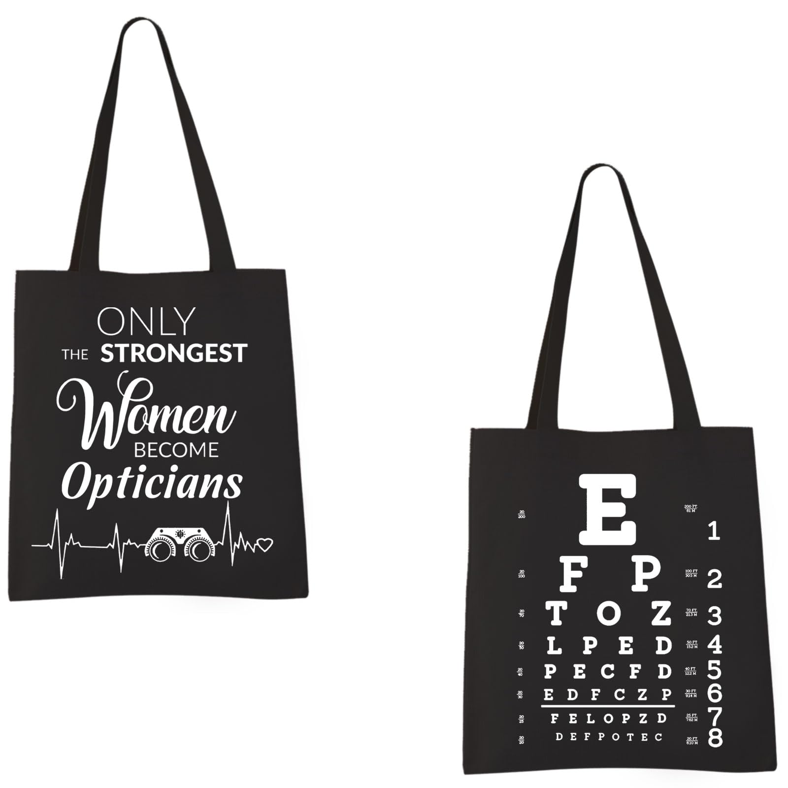 VAMSII Optician Gifts for Women Eye Chart Gifts Tote Bag Funny Optometrist Gifts Shoulder Bag Optometry Gifts Shopping Bag(BLK-Women Opticians tote)