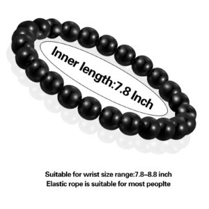 BYSON 4 Pcs/Set Black Hematite 8mm Ball Bead Magnet Stone Bracelet for Women Men Elastic Stretch Beaded Bracelets Jewelry Unisex