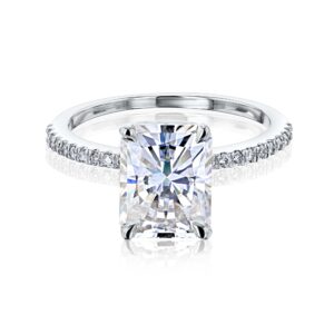 kobelli 2.80ct moissanite radiant petite shank engagement ring 14k gold - white-gold / 6.5 g-h