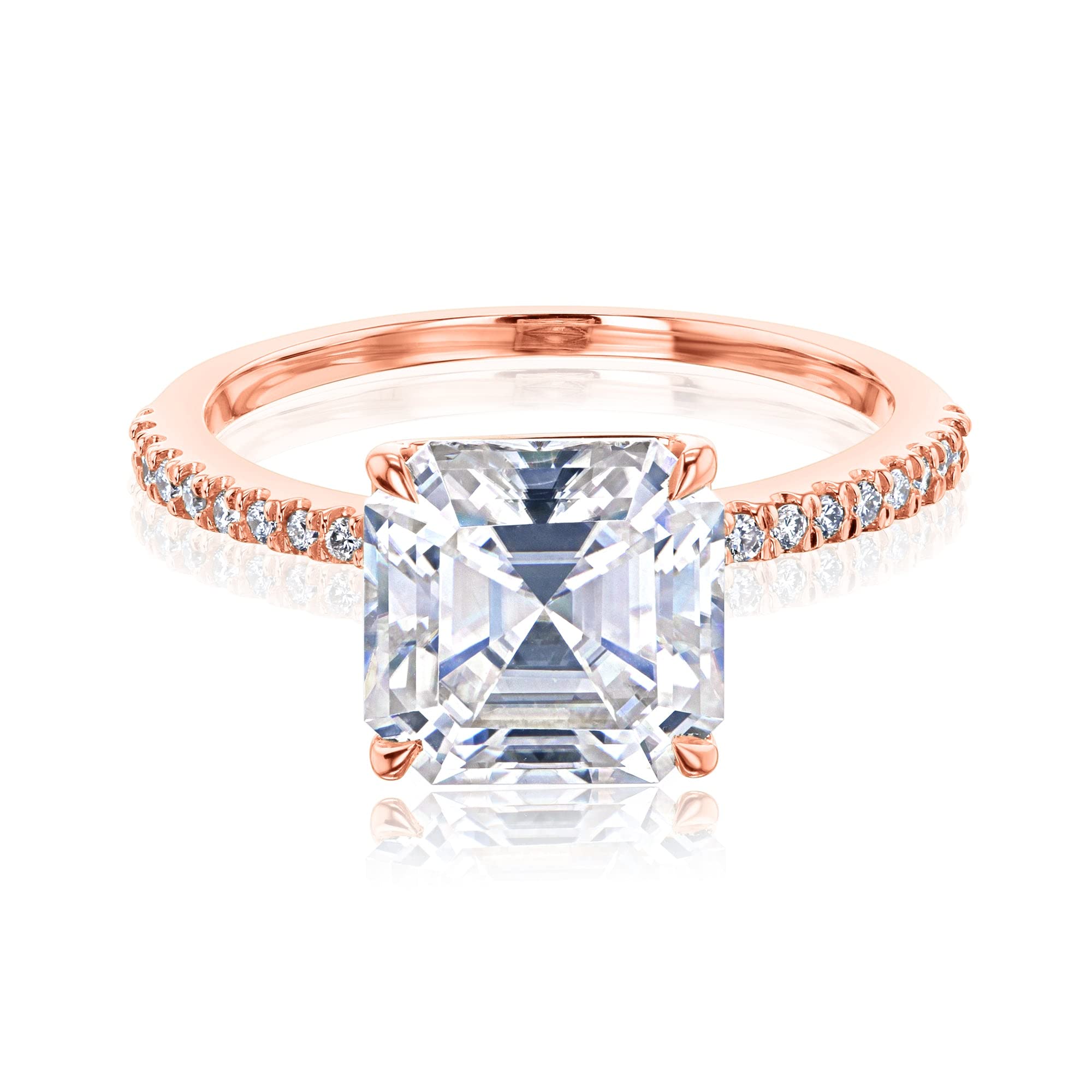 Kobelli 2.30ct Moissanite Asscher Petite Shank Engagement Ring 14K Gold - white-gold / 6.5 G-H