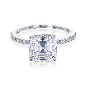 kobelli 2.30ct moissanite asscher petite shank engagement ring 14k gold - white-gold / 6.5 g-h