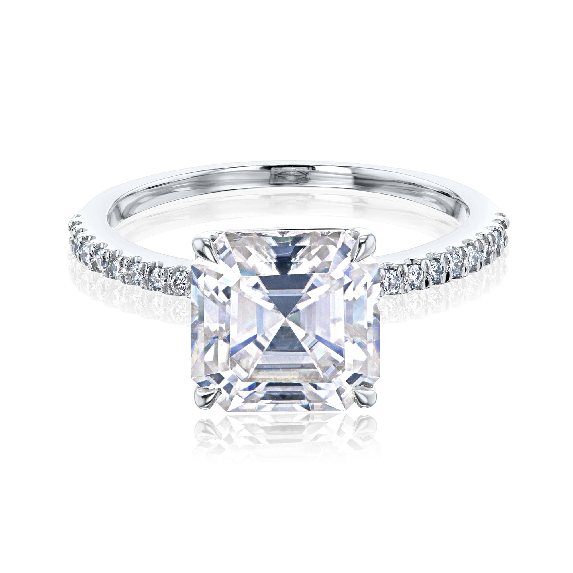 Kobelli 2.30ct Moissanite Asscher Petite Shank Engagement Ring 14K Gold - white-gold / 6.5 G-H