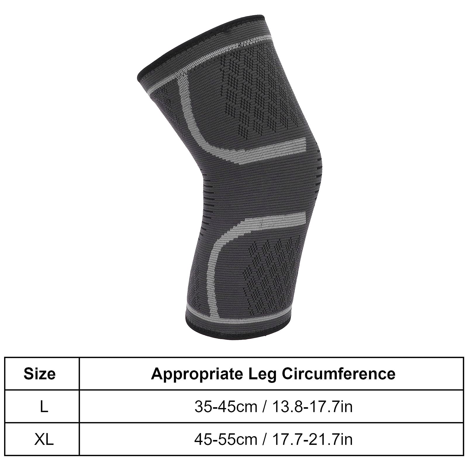 Knee Compression Sleeve, Breathable Non‑Slip Protection Knee Support Brace for Joint Pain Relief, Meniscus Tear, Arthritis, ACL, MCL, Sports, Injury Recovery, Sports (Grey)(Large)