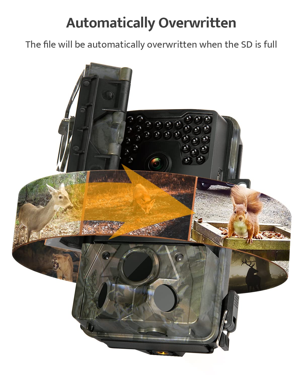 Trail Camera, 24MP 1080P Game Cameras with 850nm Infrared Night Vision, 65ft Motion Activated Deer Hunting Cam for Garden Wildlife Monitoring, IP66 Waterproof, 120° Wide Angle Detection, Easy Set Up