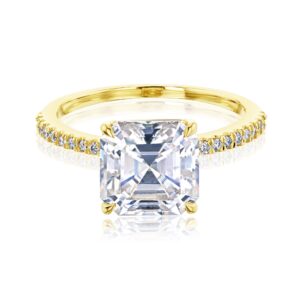 Kobelli 2.30ct Moissanite Asscher Petite Shank Engagement Ring 14K Gold - white-gold / 6.5 G-H