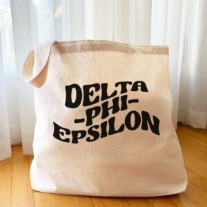 sockprints Tote Bags for Delta Phi Epsilon Sorority – Mod Style Sorority Bag - Large Canvas Tote Bag - Sorority Gifts for Women