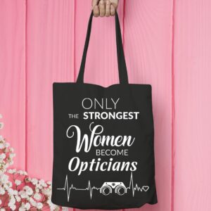 VAMSII Optician Gifts for Women Eye Chart Gifts Tote Bag Funny Optometrist Gifts Shoulder Bag Optometry Gifts Shopping Bag(BLK-Women Opticians tote)