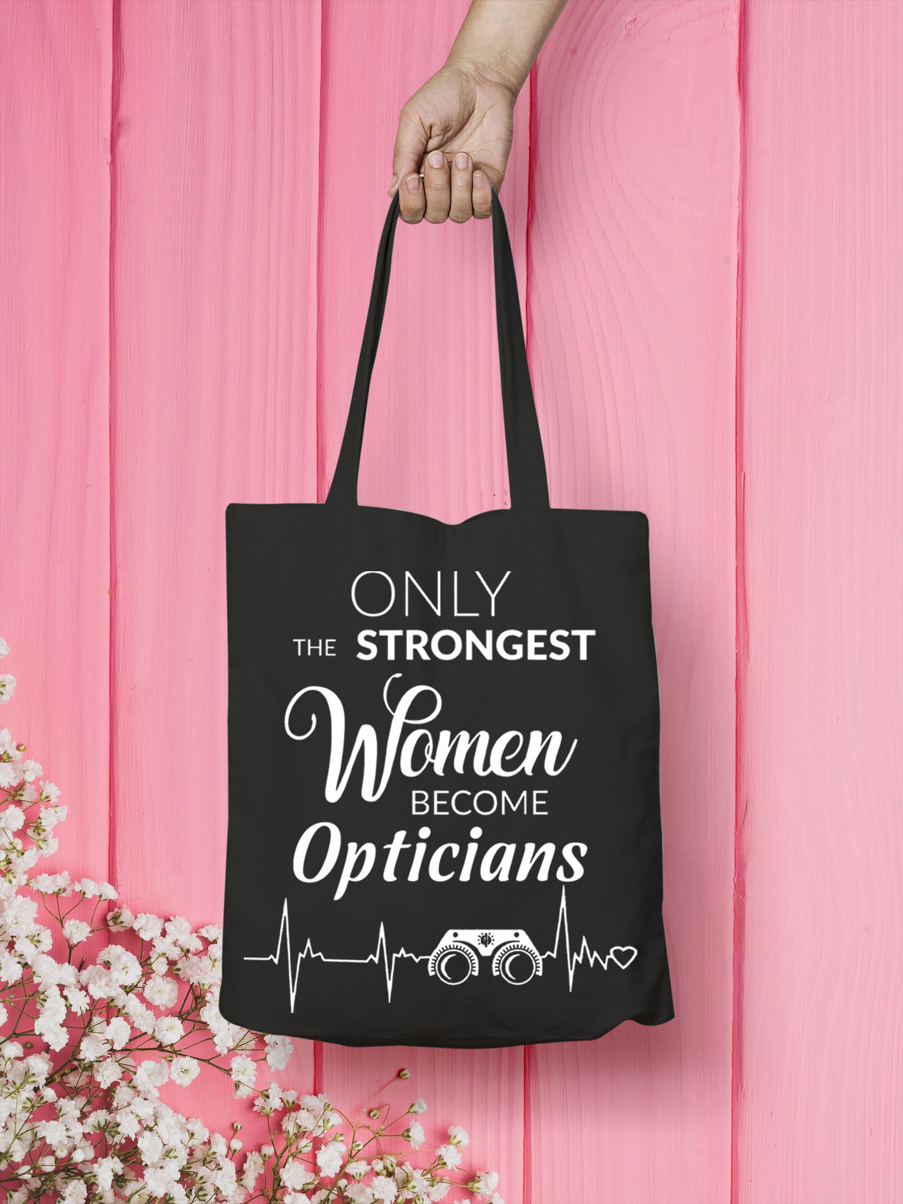 VAMSII Optician Gifts for Women Eye Chart Gifts Tote Bag Funny Optometrist Gifts Shoulder Bag Optometry Gifts Shopping Bag(BLK-Women Opticians tote)