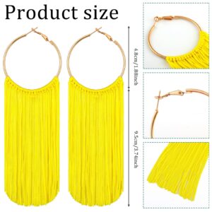 Bonuci 8 Pairs Tassels Earrings for Women, African Fabric Tassel Earrings, Fringe Earrings Dangle Drop Earrings Bohemian Tassel Earrings Set Colorful Fringe Statement Earrings(Bright Style)