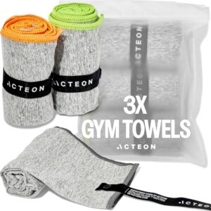 acteon new microfiber quick dry gym towel, silver ion odor-free mega absorbent fiber, fast drying, men & women small workout gear for body sweat, beach, working out, camping, travel towel