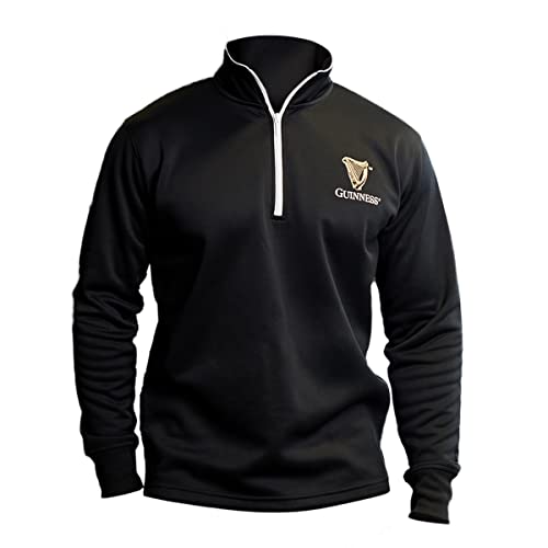 Guinness Black Quarter Zip Performance Top Official Merchandise Pullover 1/4 Zip Athletic Fleece