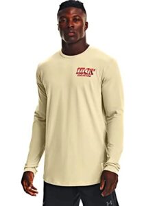 under armour mens project rock outlaw long sleeve shirt tee top (large, khaki 112)