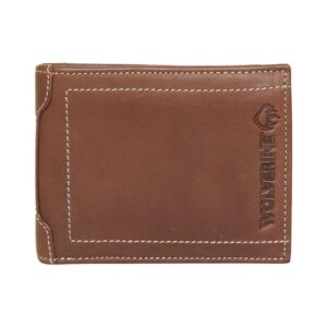 wolverine men's rfid blocking rugged passcase wallets (avail in cotton canvas or leather), raider bifold-brown, one size