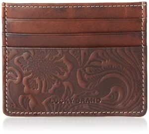 lucky brand men's embossed card case, leather western-brown, one size