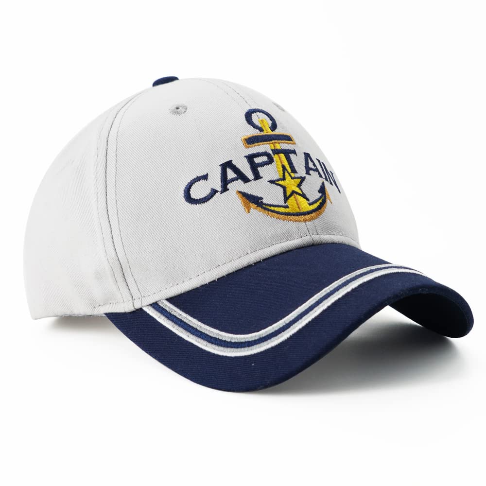 Captain Hat & First Mate | Matching Skipper Boating Baseball Caps | Nautical Marine Sailor Navy Hats (Captain)