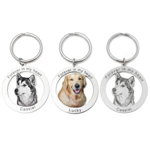 Portrait Your Pet Photo Key Chain Personalized Dog Keychain Custom Picture Keyrings Dog Photo Keyring Pet Keepsake JewelryPet Lover Gift