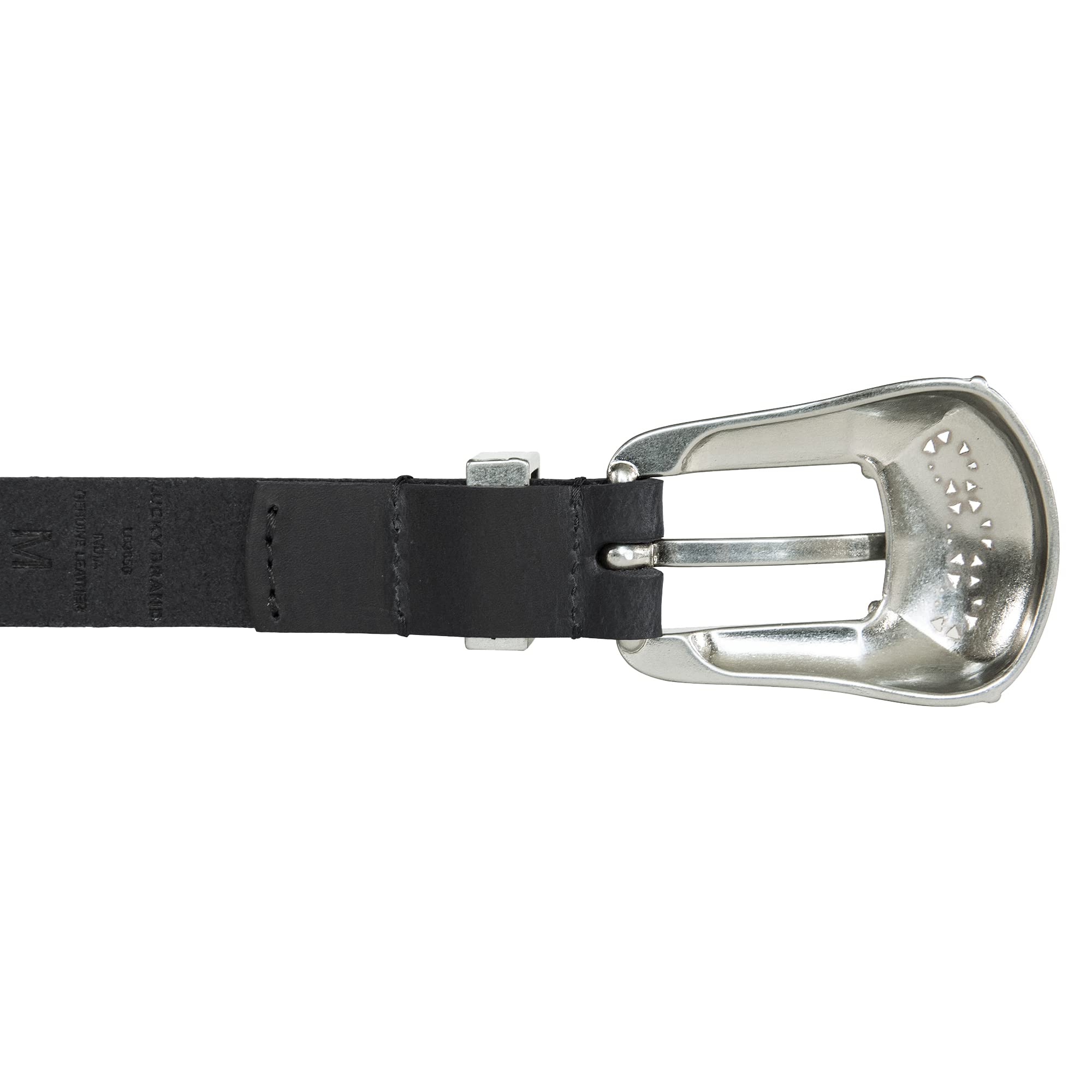 Lucky Brand Women Style Fashion Leather Belt, Western Buckle-Black, L (31-33")