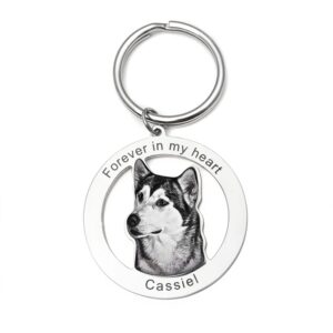 Portrait Your Pet Photo Key Chain Personalized Dog Keychain Custom Picture Keyrings Dog Photo Keyring Pet Keepsake JewelryPet Lover Gift