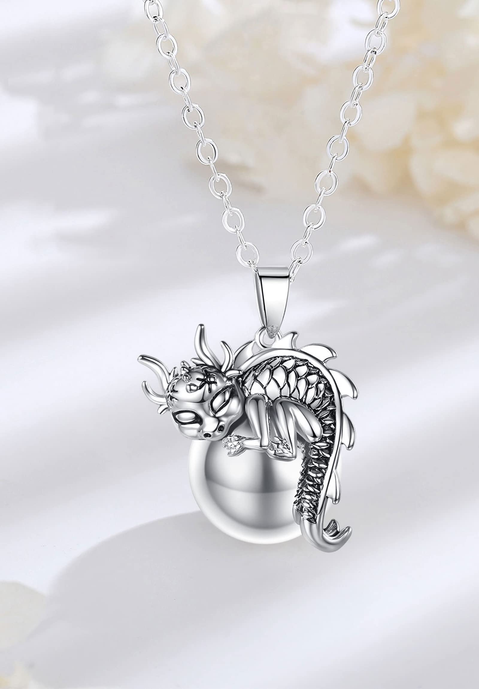 AEONSLOVE Harmony Ball Necklace Angel Chime Caller Necklace Balls Llamador De Angeles Chime Ball Necklace Bola Necklace Pregnancy Necklace Chime Ball Chime Necklace Dragon Baby - 30 & 45 Inch Chains