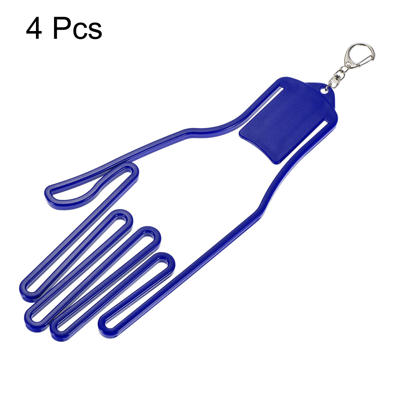 PATIKIL Golf Gloves Stretcher, 4 Pack Plastic Keeper Support Rack Holder Dryer Hanger Frame with Keychain Hook for Sports Gloves Maintenance, Blue L Size