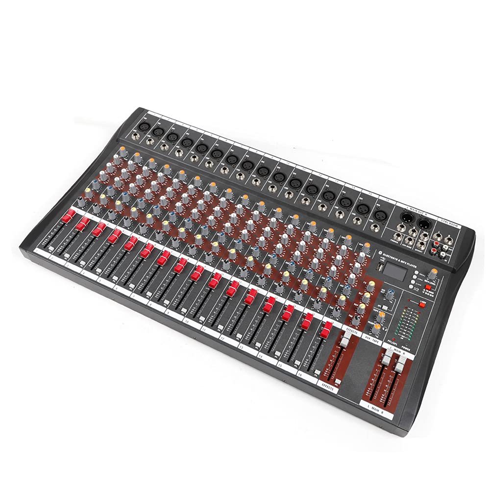 KinHall 16 Channel Professional Bluetooth Live Studio Audio Mixer Power Mixing Console, Professional Audio Mixer Soundboard Console Desktop, Connect Wired/Wireless/Condenser Microphone