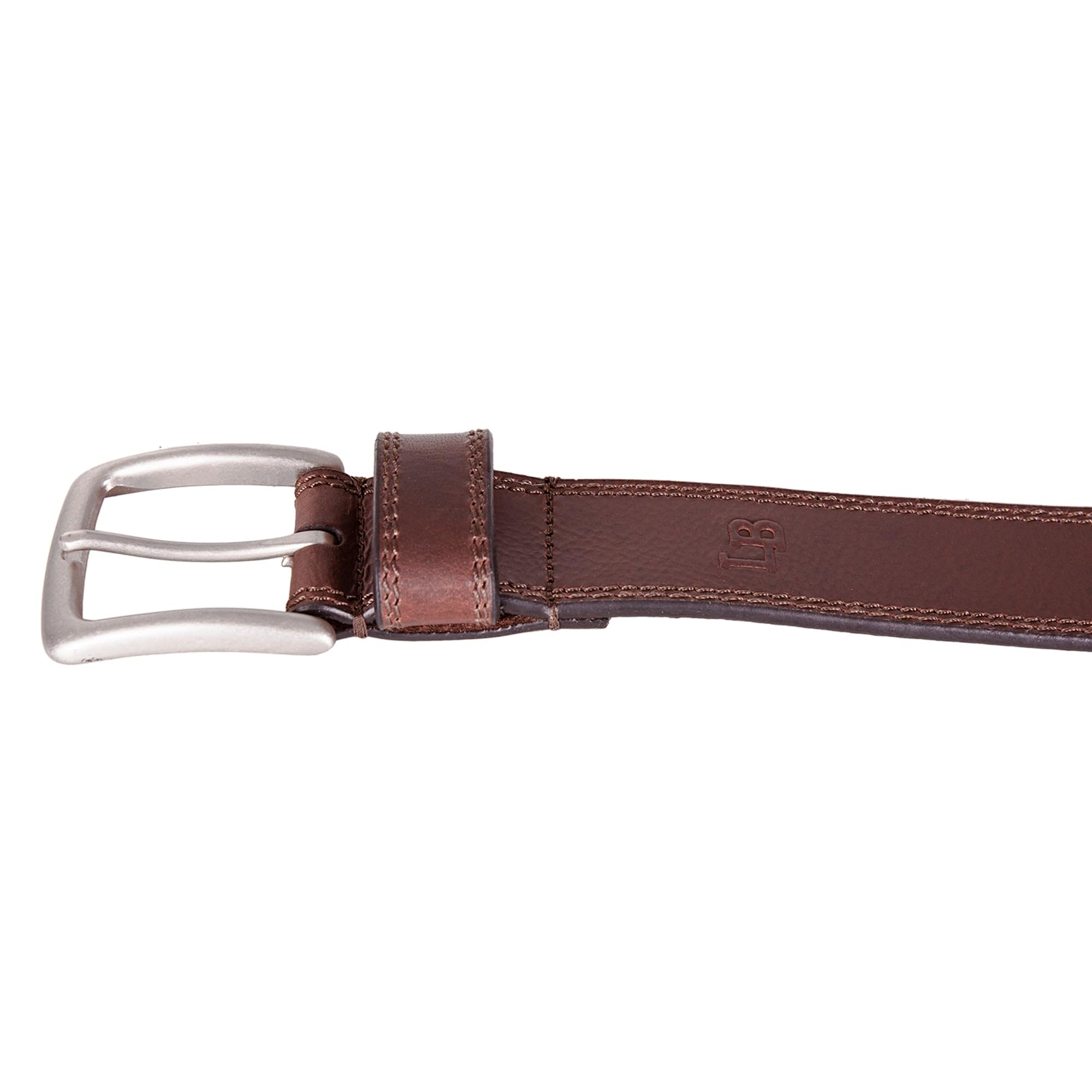 Lucky Brand Men Casual Leather Belt, Double Stitch-Brown, 44