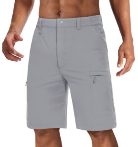 crysully men's summer hiking regular fit shorts with 5 pockets, cargo shorts light grey