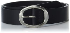 lucky brand women leather bold fashion statement belts, sculpted center bar buckle-black, medium, m (28-30")