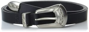 lucky brand women style fashion leather belt, western buckle-black, l (31-33")