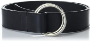 lucky brand women leather bold fashion statement belts, double ring pullback-black, l/xl (31-35")