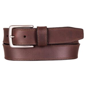 lucky brand men casual leather belt, double stitch-brown, 44