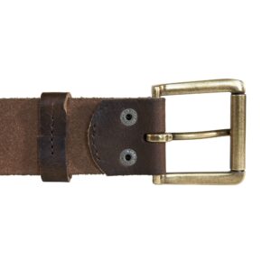 Lucky Brand Men Casual Leather Belt, Roller Buckle with Rivets-Brown, 38