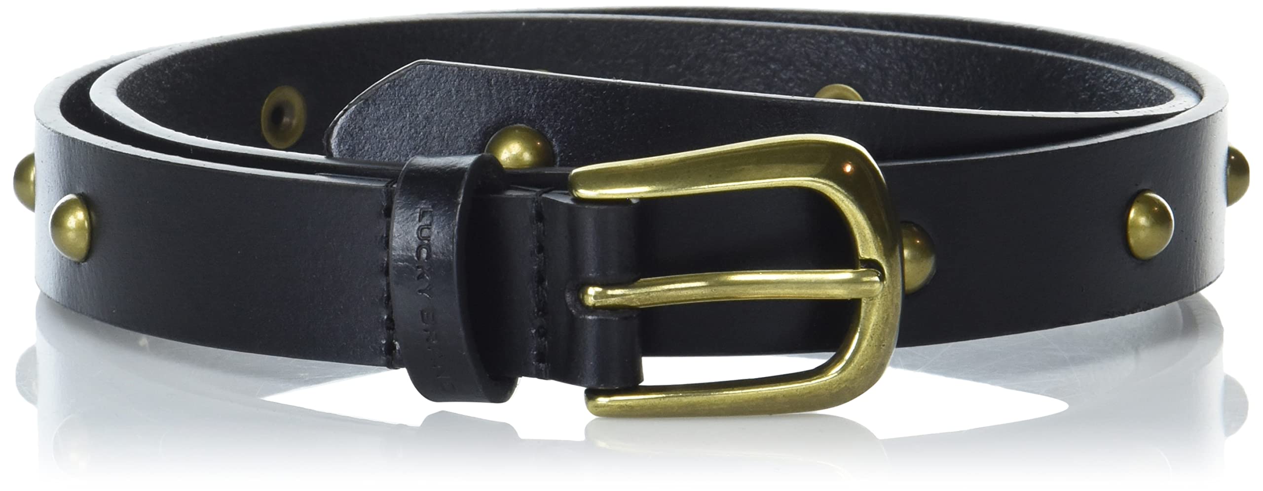 Lucky Brand Women Leather Bold Fashion Statement Belts, Domed Studded-Black, S (26-27")