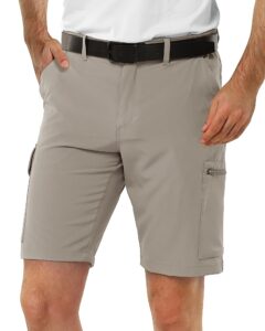 33,000ft men's golf shorts 10" inseam with zipper pocket lightweight quick dry stretch hiking cargo shorts for travel fishing fossil