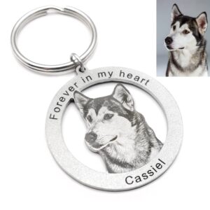 Portrait Your Pet Photo Key Chain Personalized Dog Keychain Custom Picture Keyrings Dog Photo Keyring Pet Keepsake JewelryPet Lover Gift