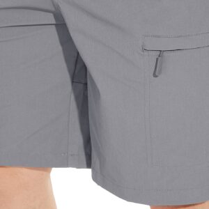 CRYSULLY Men's Summer Hiking Regular Fit Shorts with 5 Pockets, Cargo Shorts Light Grey