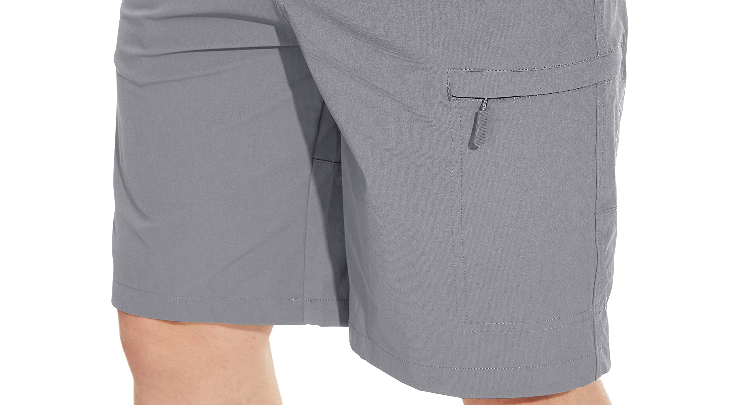 CRYSULLY Men's Summer Hiking Regular Fit Shorts with 5 Pockets, Cargo Shorts Light Grey