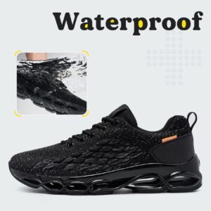 FATES TEX Waterproof Shoes for Men Tennis Sneakers Rain Water Resistant Comfortable Walking Running Casual Breathable Work Shoes(10,Black White)