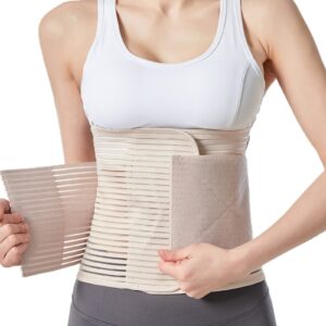 abdominal binder postpartum belly band for post abdomen surgery c-section recovery compression wrap back support belt (x-large, beige)