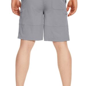 CRYSULLY Men's Summer Hiking Regular Fit Shorts with 5 Pockets, Cargo Shorts Light Grey