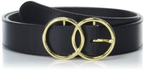 lucky brand women bold fashion statement belts, leather double ring-black, m (28-30")