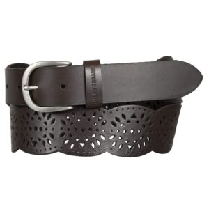 lucky brand women bold fashion statement belts, perforated leather-brown, xl (34-35")