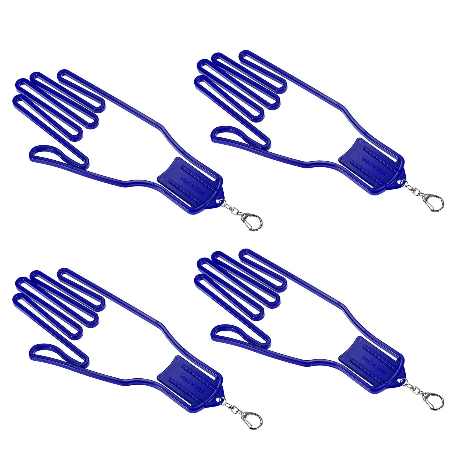 PATIKIL Golf Gloves Stretcher, 4 Pack Plastic Keeper Support Rack Holder Dryer Hanger Frame with Keychain Hook for Sports Gloves Maintenance, Blue L Size