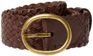 lucky brand women's western style braided leather belts, woven-brown, small-medium