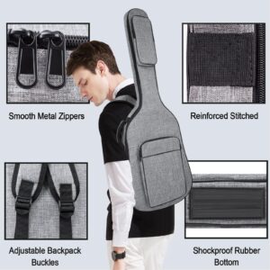 MUZTOP Bass Guitar Bag, 7MM Padding Bass Guitar Gig Bag Padded Soft Electric Bass Guitar Case Backpack with Pockets, Grey