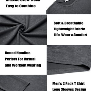 COOFANDY Men Workout T Shirt Fit Lightweight Cotton Fall Tee Big Tall Black/Grey