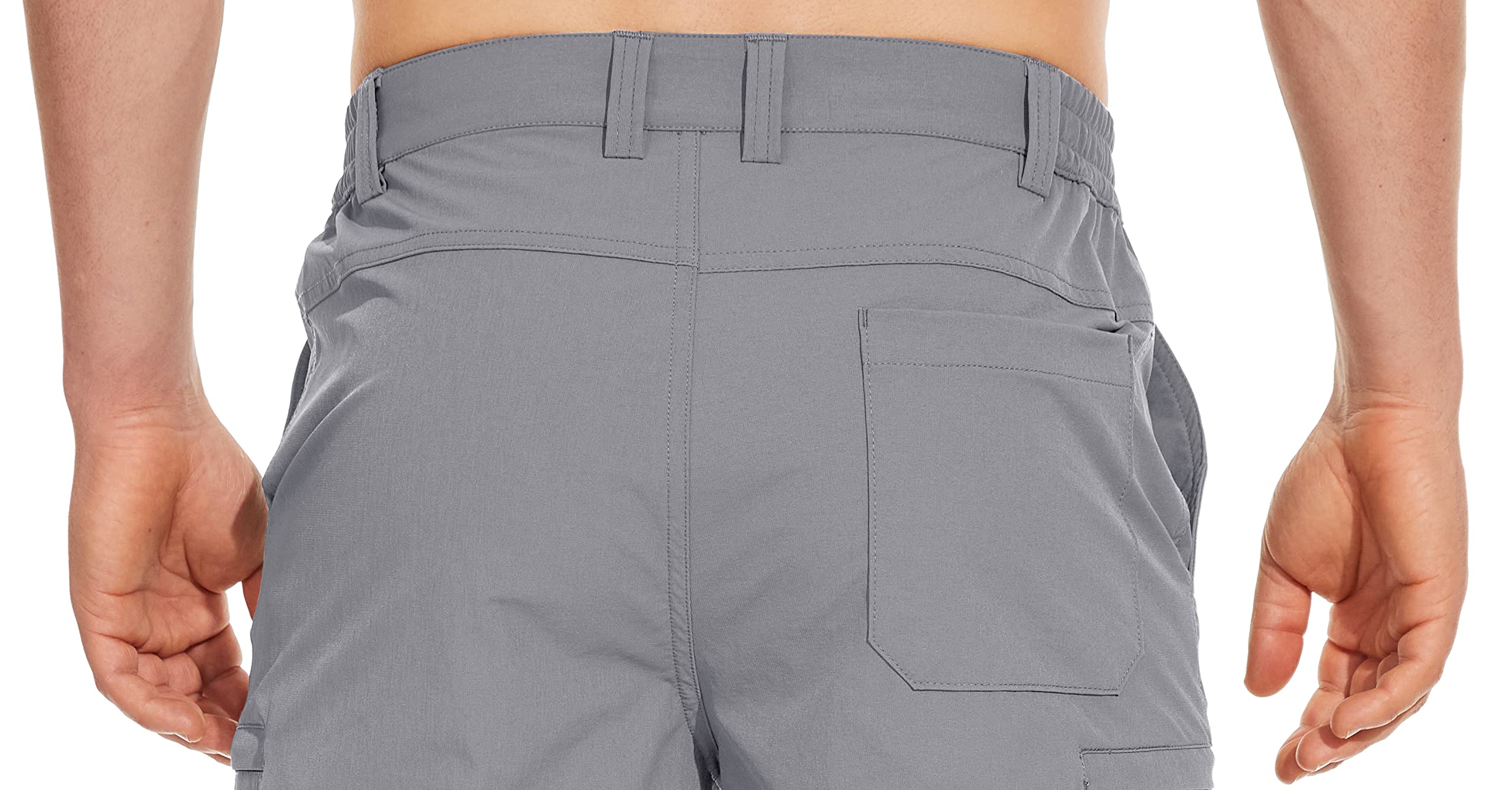 CRYSULLY Men's Summer Hiking Regular Fit Shorts with 5 Pockets, Cargo Shorts Light Grey